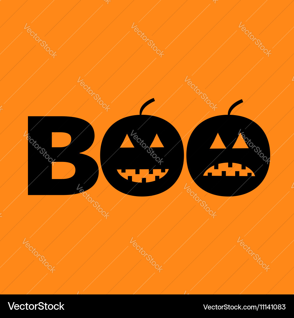 Word boo text with smiling sad black pumpkin Vector Image