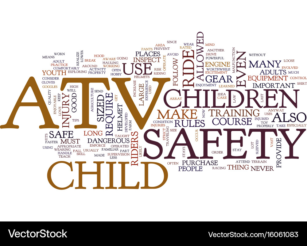 Youth atv safety text background word cloud Vector Image