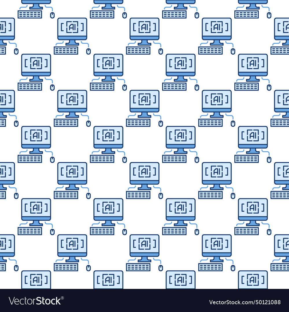 Artificial intelligence pc with keyboard Vector Image