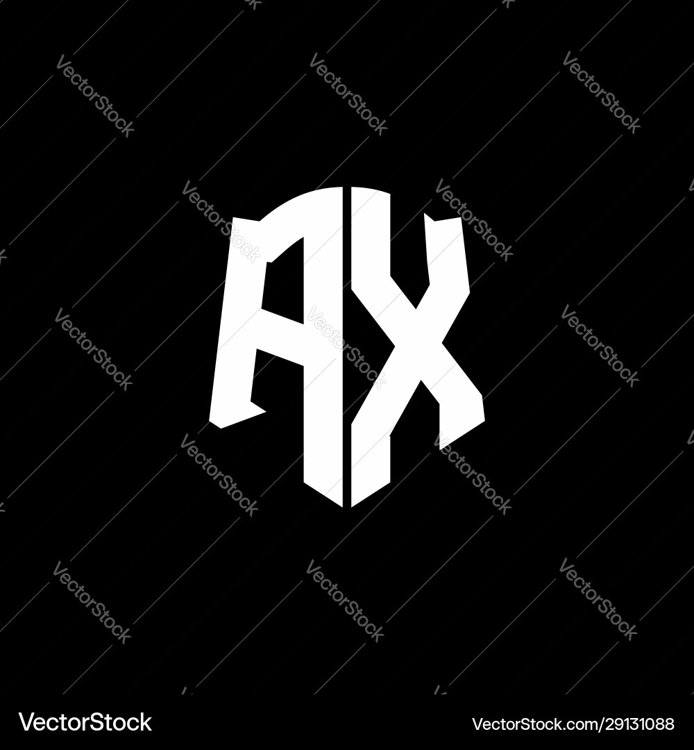Ax monogram letter logo ribbon with shield style Vector Image