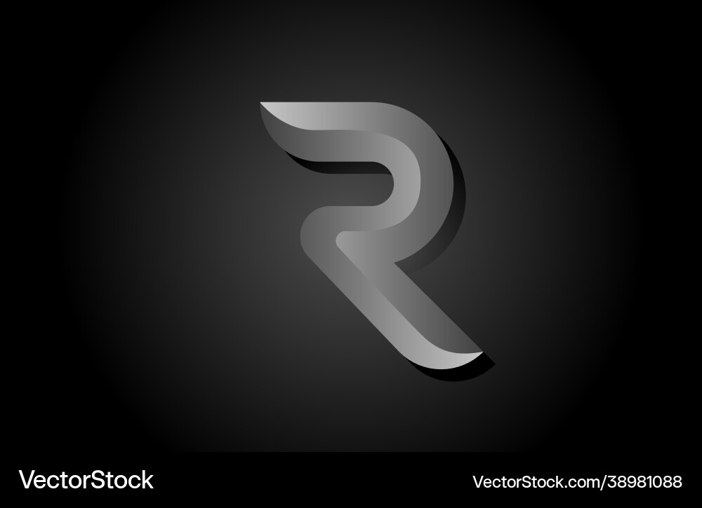 Black grey gradient r alphabet letter icon logo Vector Image