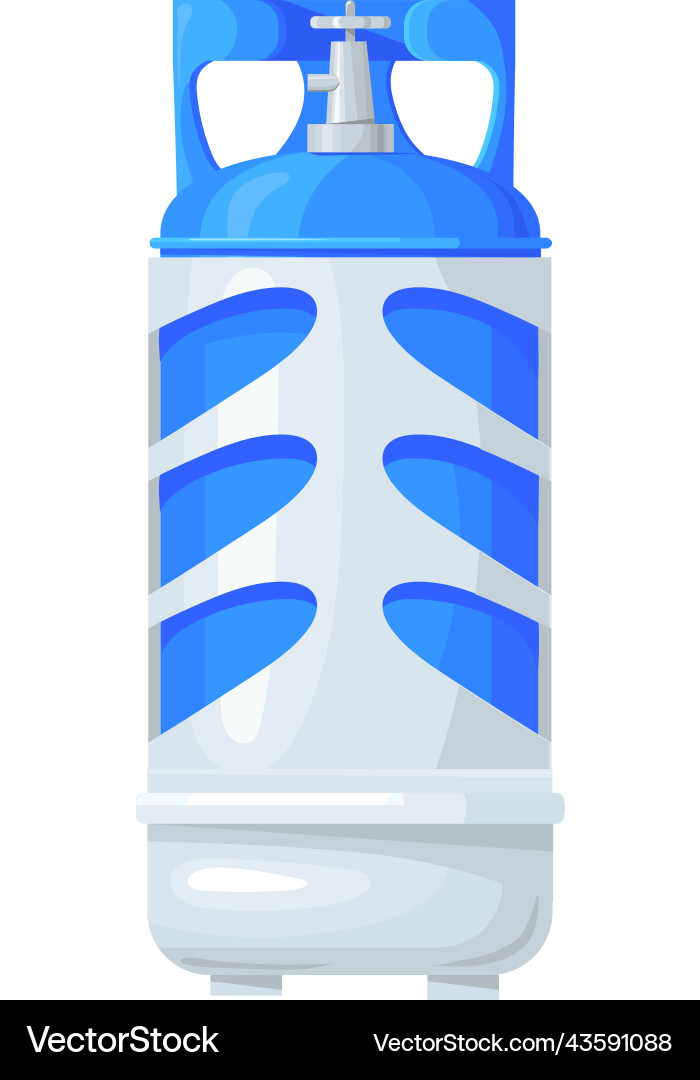 Blue compressed oxygen cylinder cartoon gas Vector Image