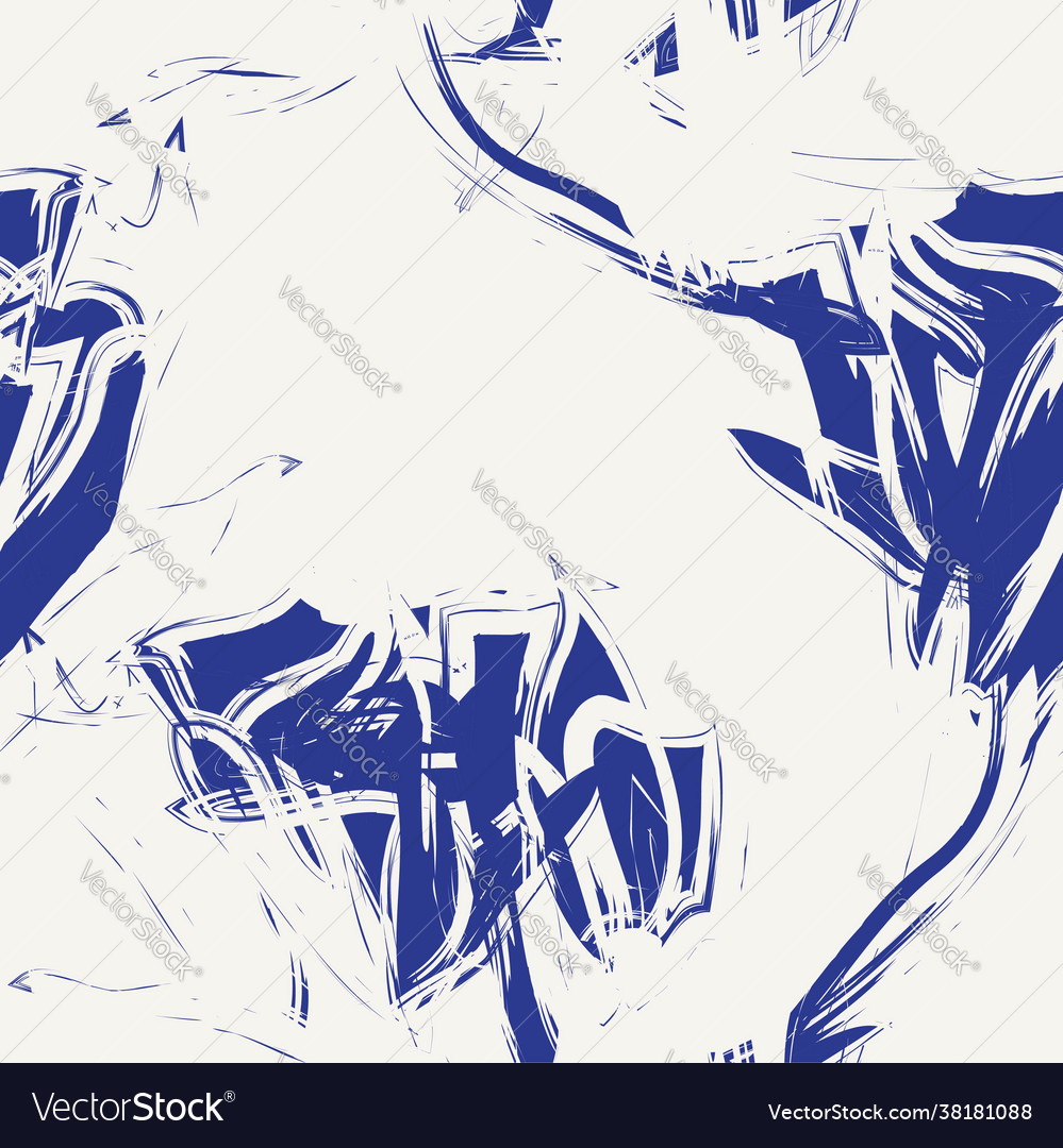 Blue floral brush strokes seamless pattern Vector Image