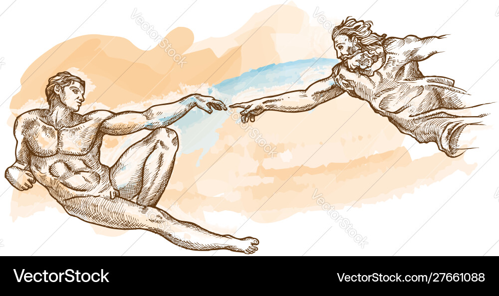 Creation adam watercolor hand drawn Royalty Free Vector