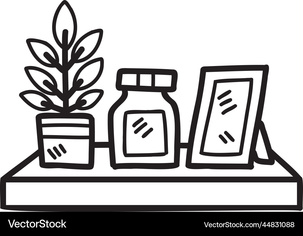 Hand drawn hanging shelf with books Royalty Free Vector