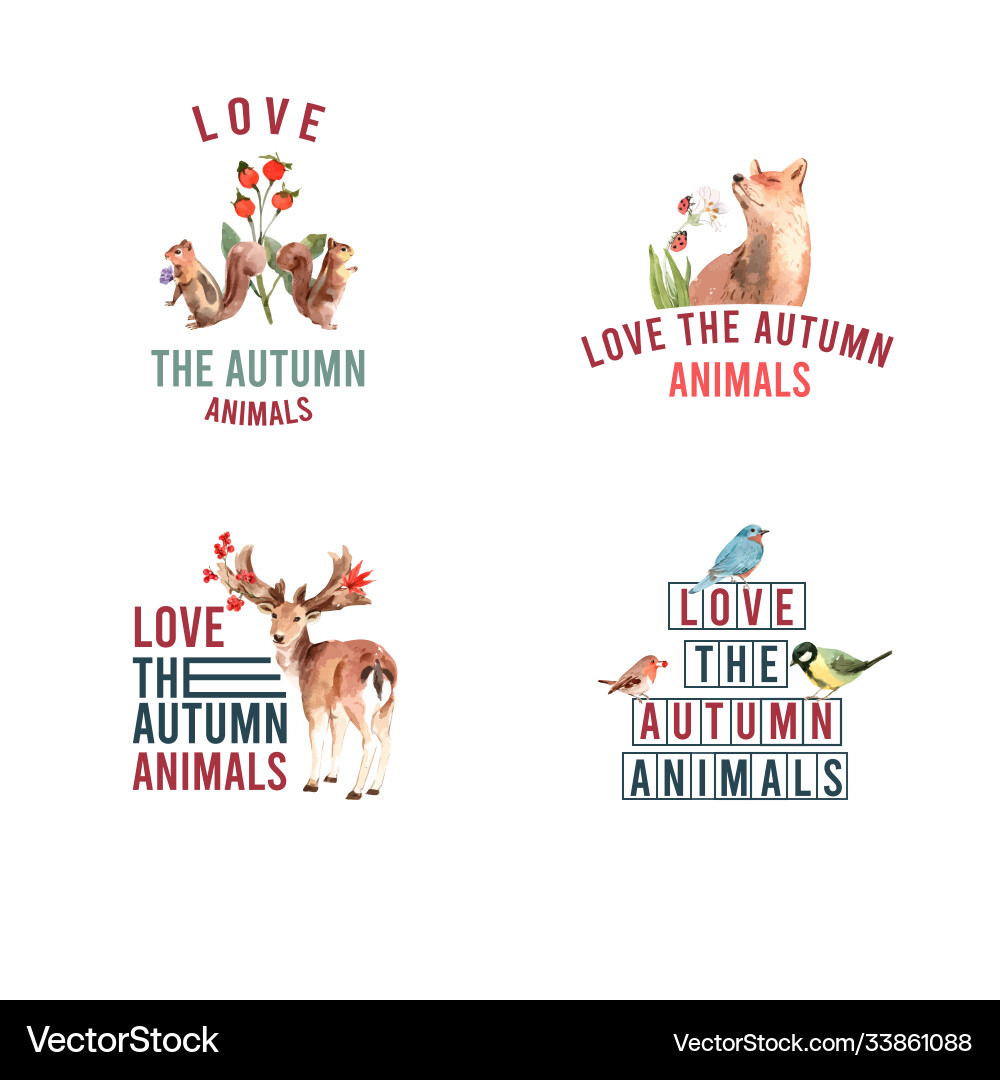 Logo with autumn forest and animals concept Vector Image