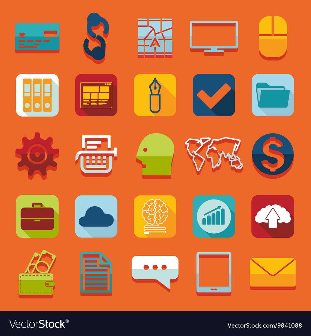 Set of business flat icons Royalty Free Vector Image