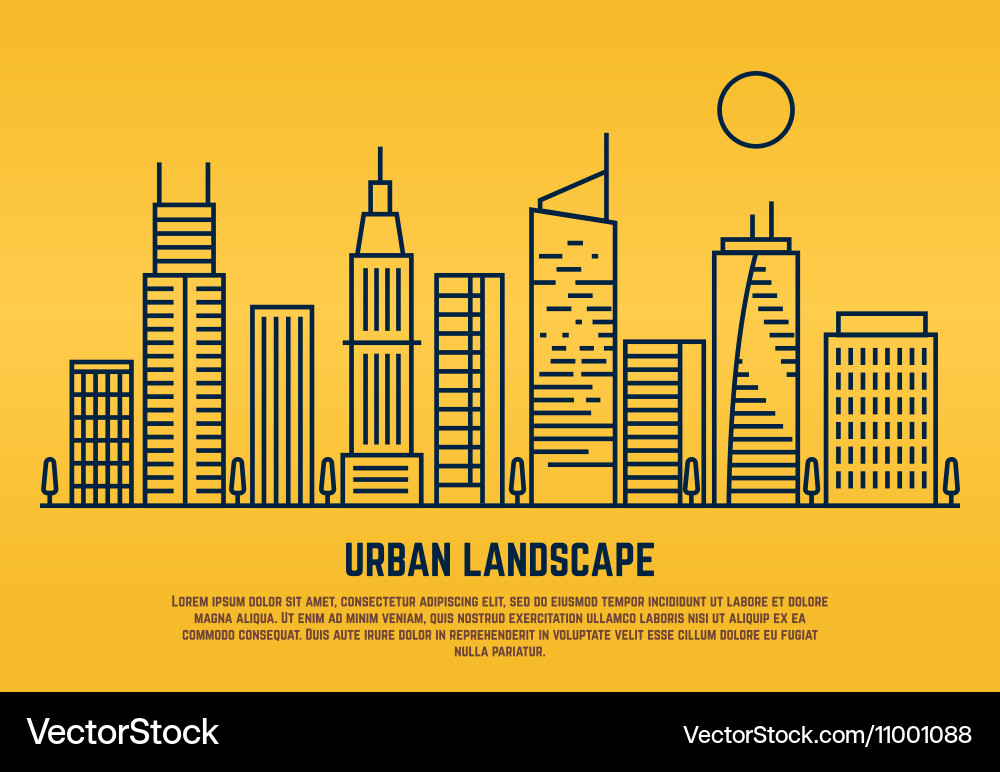 Urban landscape in line style Royalty Free Vector Image