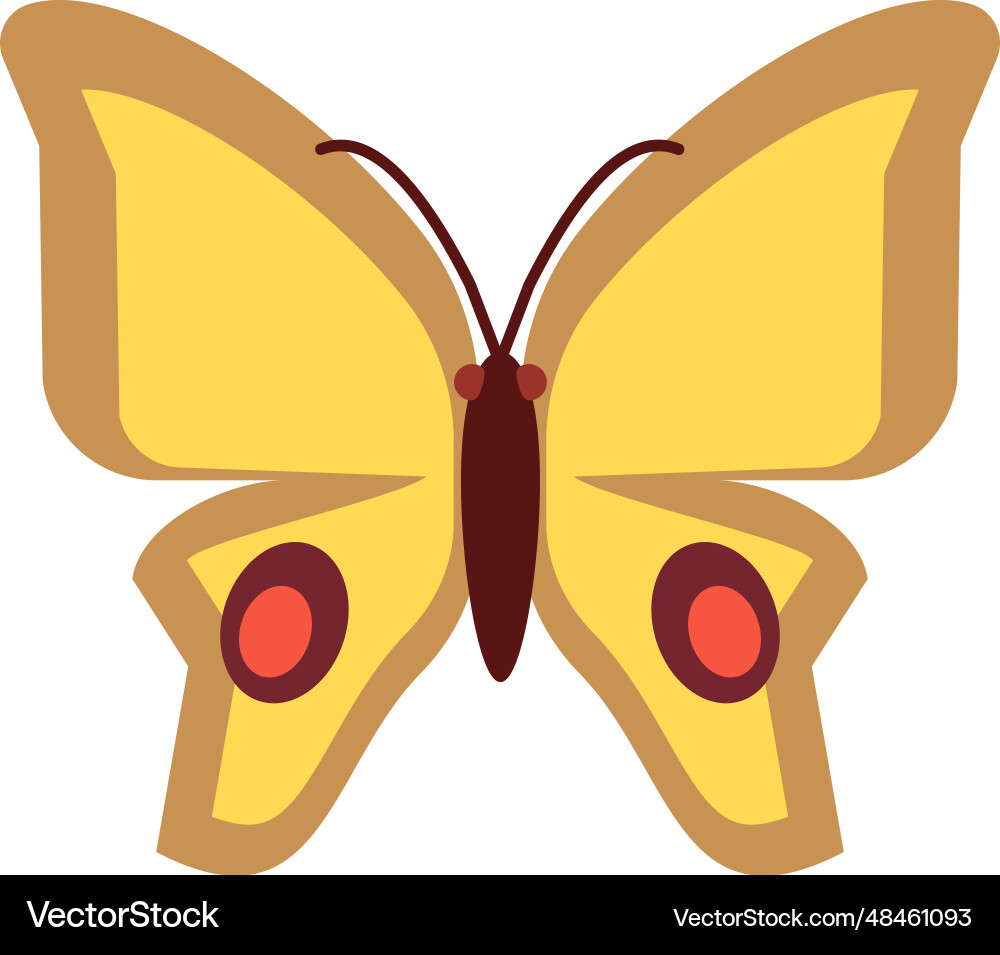 Butterfly flat icon yellow moth flying animal Vector Image
