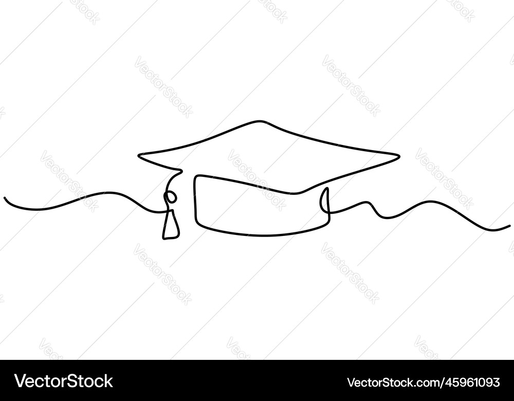 Continuous line drawing of graduation cap Vector Image