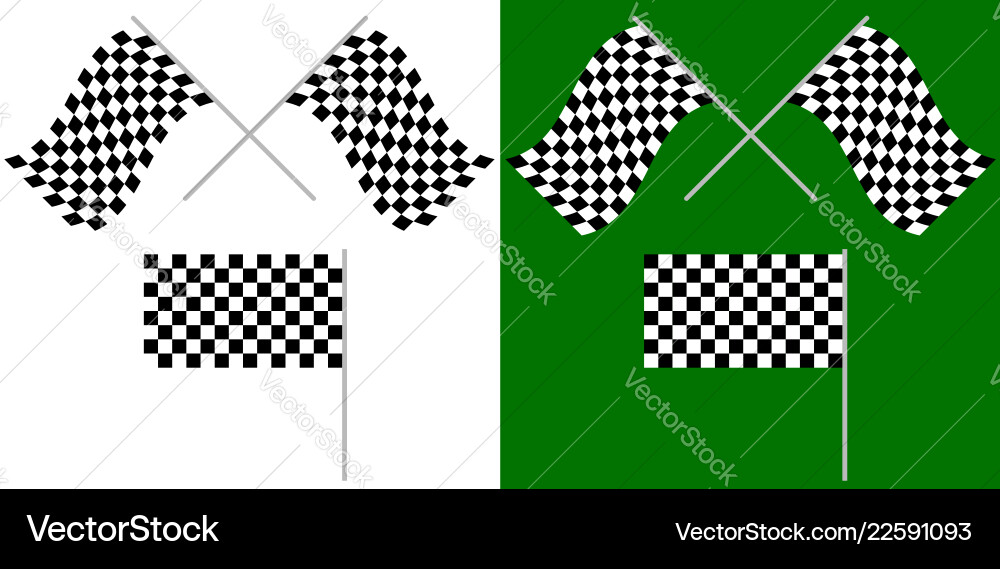 Crossed and single racing race flags isolated Vector Image