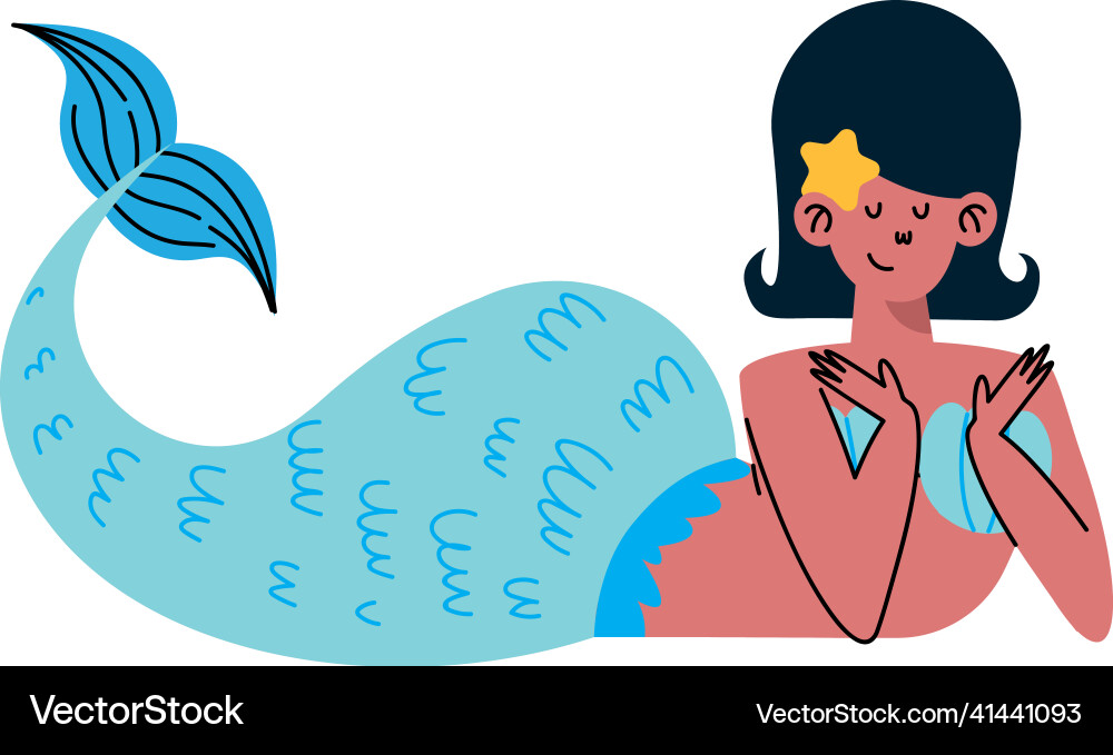 Cute mermaid cartoon Royalty Free Vector Image