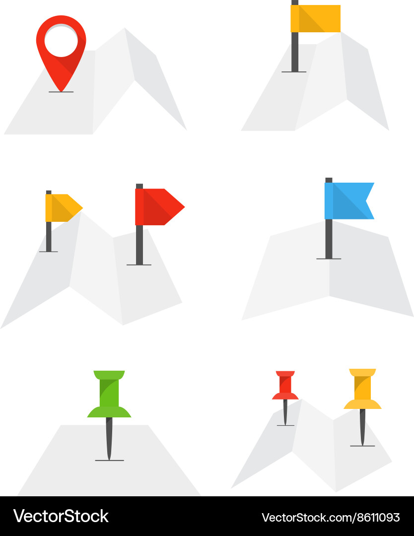 Folded abstract city map with collection of flags Vector Image