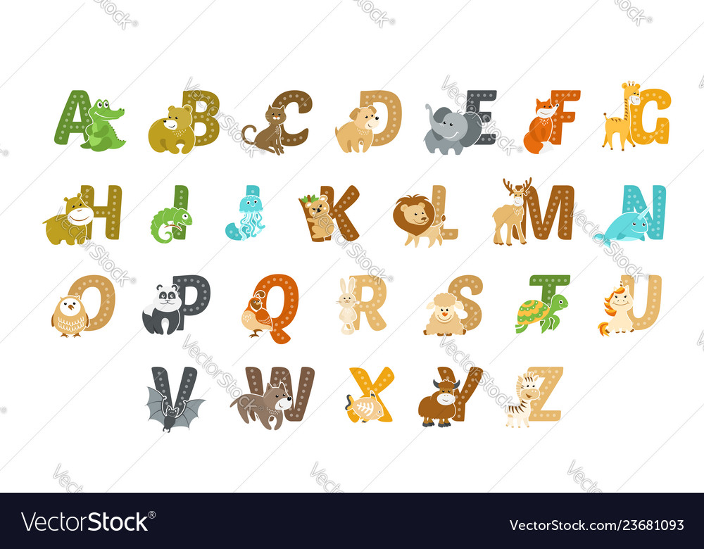 Funny animal alphabet Royalty Free Vector Image