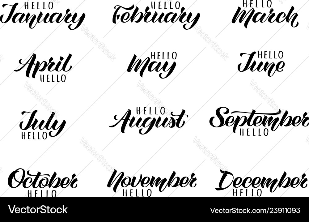 Handwritten names of months Royalty Free Vector Image