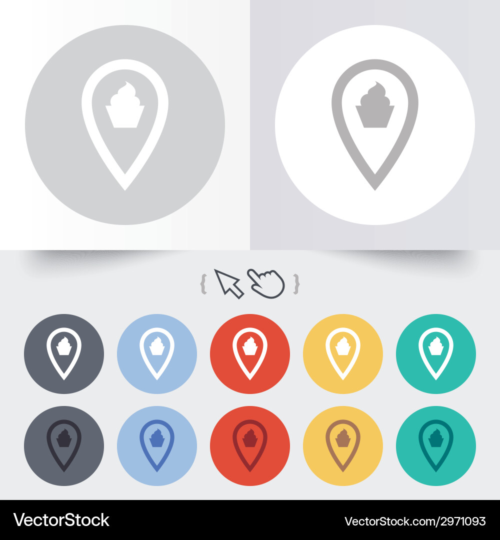 Map pointer food sign icon marker symbol Vector Image