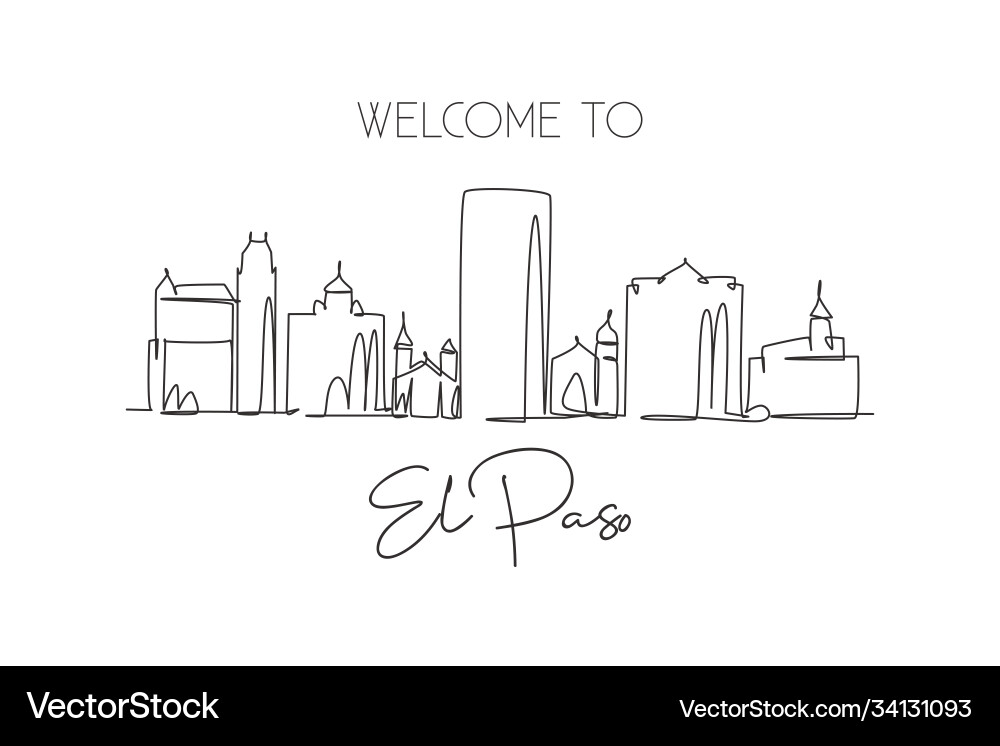 One single line drawing el paso city skyline Vector Image