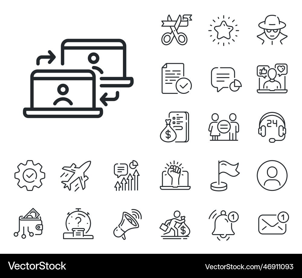 Outsource work line icon job at home sign Vector Image