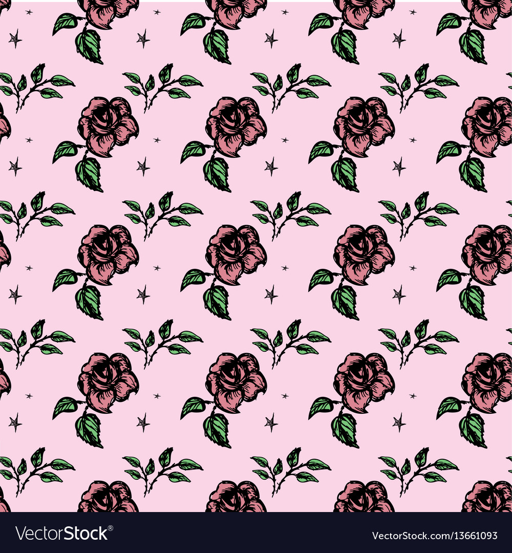 Seamless pattern roses Royalty Free Vector Image