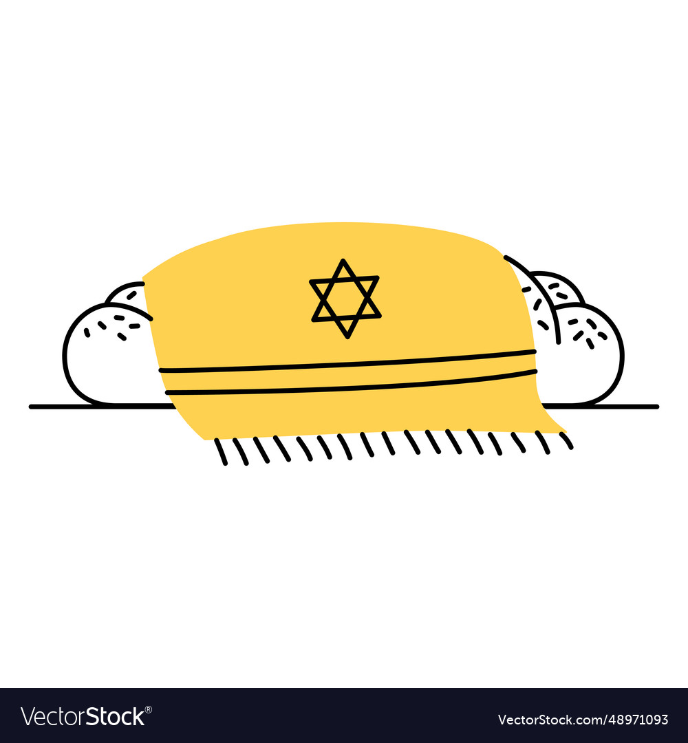 Shabbat challah bread filled stroke Royalty Free Vector