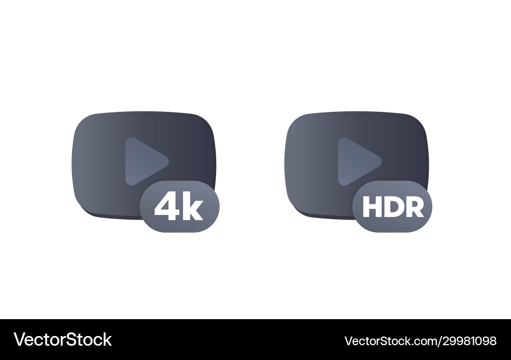 4k and hdr video content icons Royalty Free Vector Image