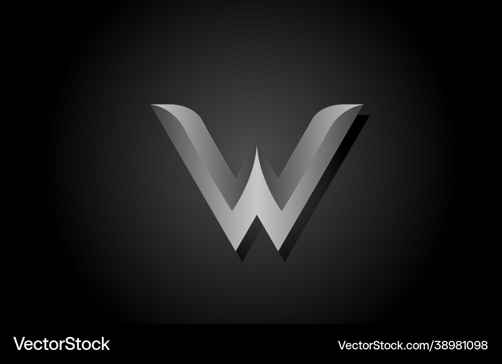 Black grey gradient w alphabet letter icon logo Vector Image