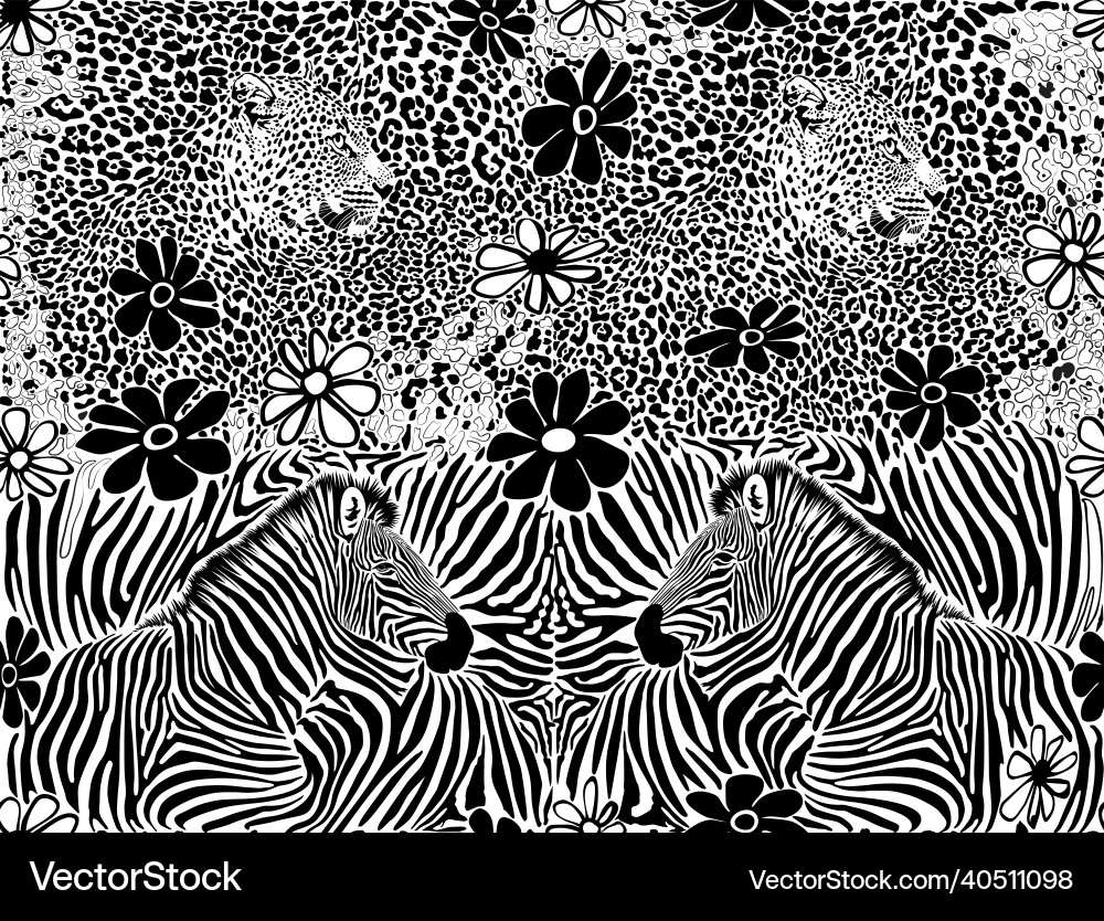 Camouflage and leopard zebra heads Royalty Free Vector Image
