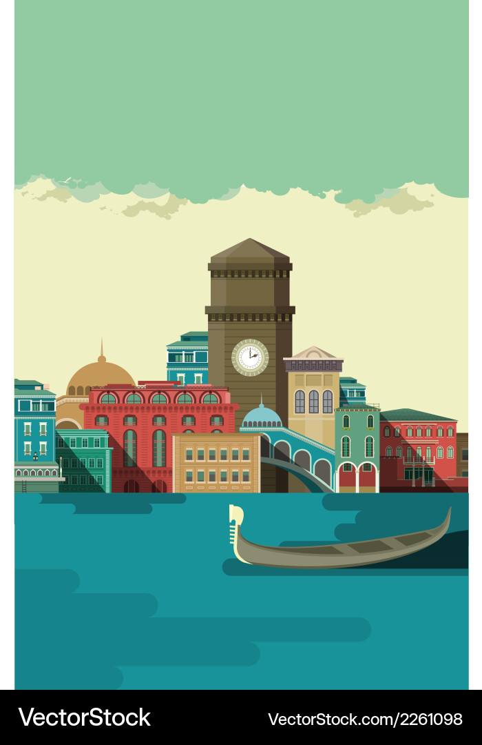City on the River Bank Royalty Free Vector Image