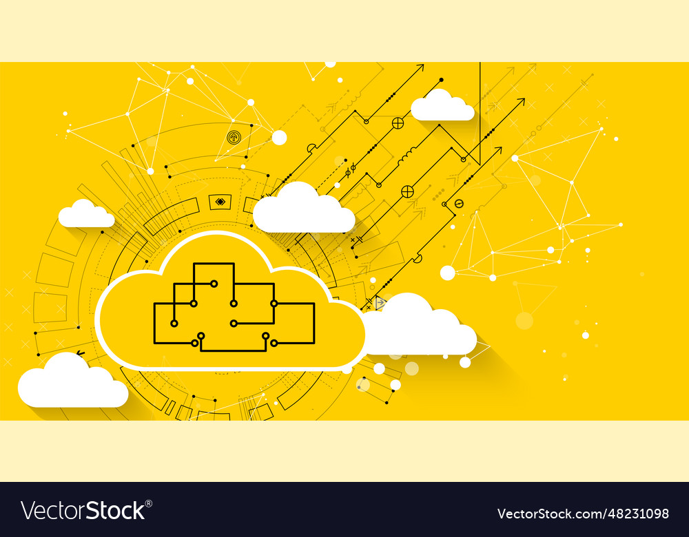 Cloud storage technology integrated digital web Vector Image