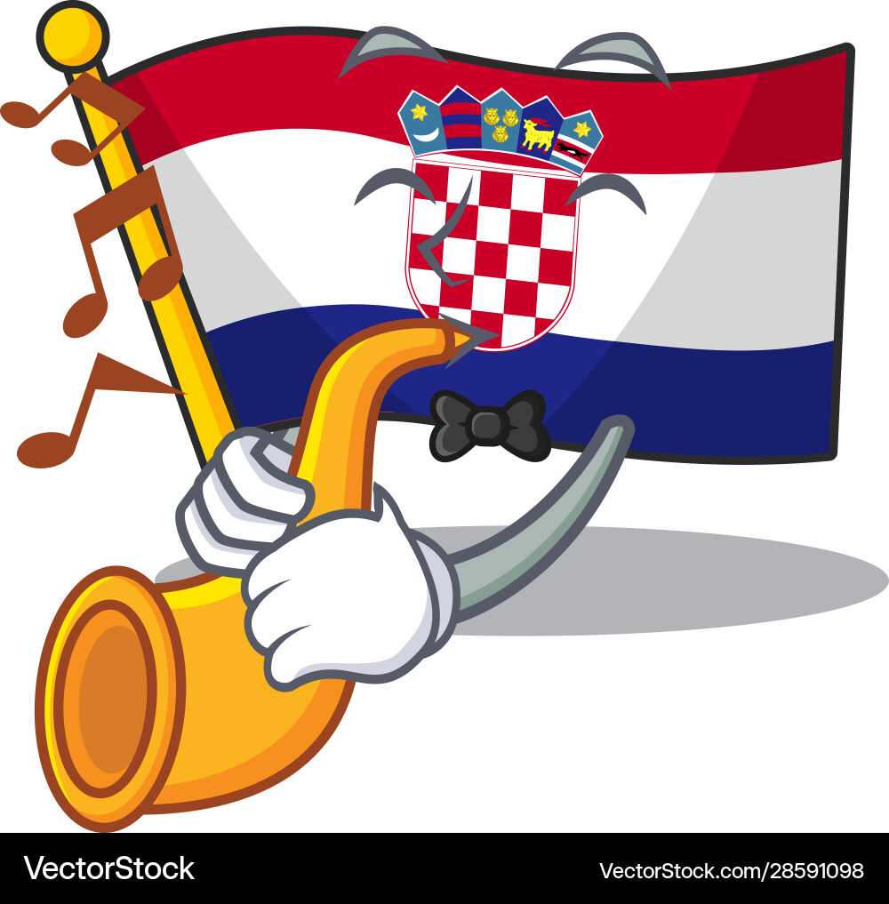 Flag croatia scroll cartoon character design Vector Image