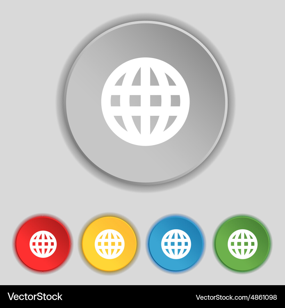 Globe world map geography icon sign symbol on five