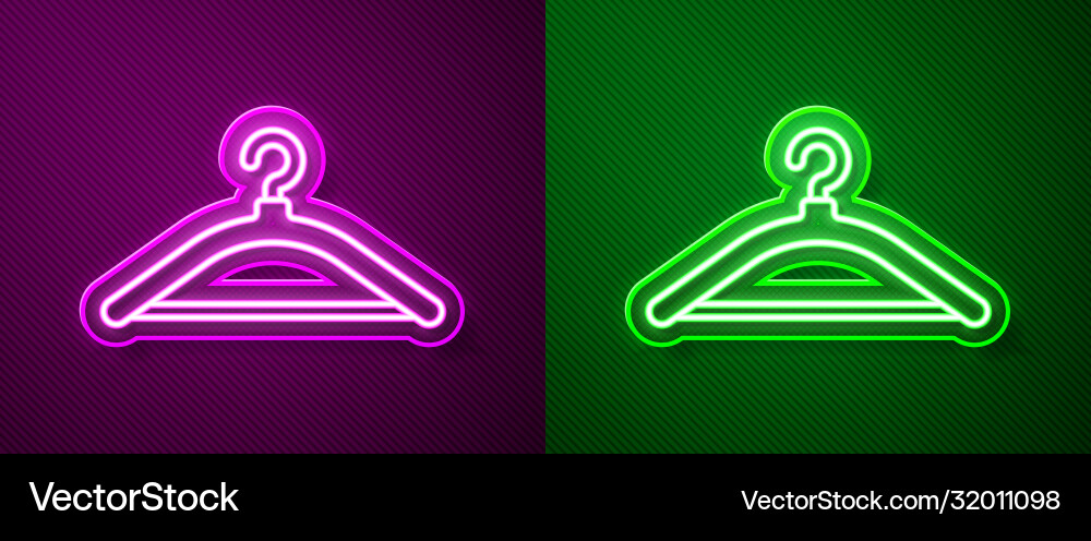Glowing neon line hanger wardrobe icon isolated Vector Image