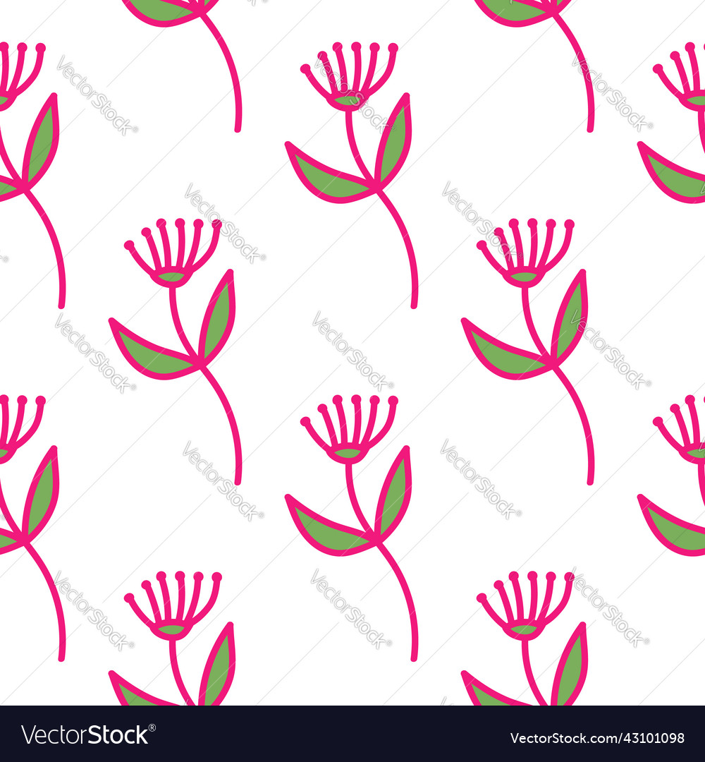 Hand drawn simple cute flower seamless pattern Vector Image