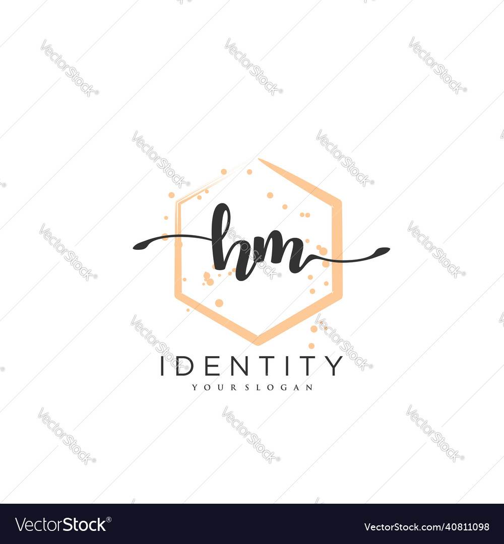 Hm handwriting logo of initial signature wedding Vector Image