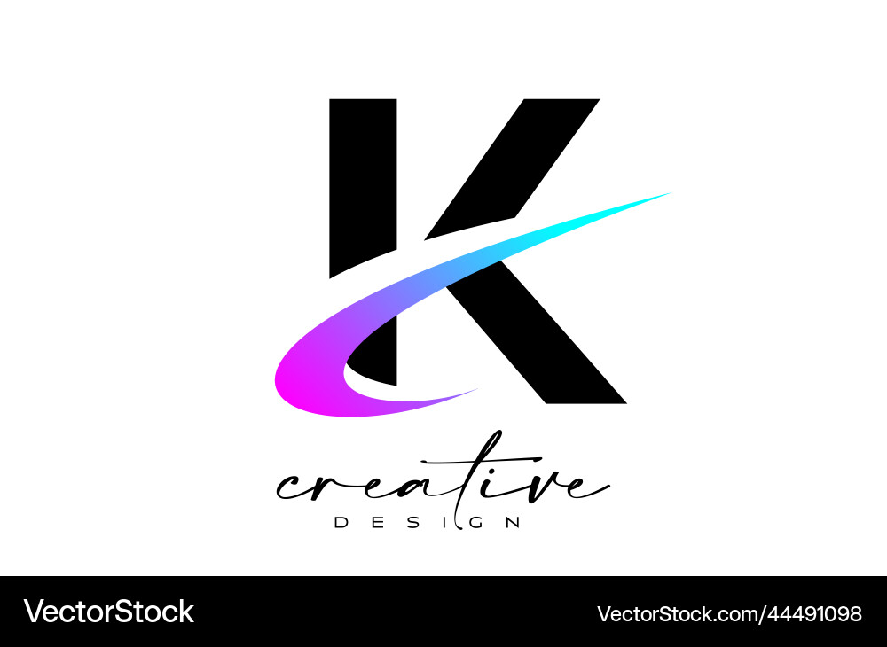 K letter logo design with creative purple blue Vector Image