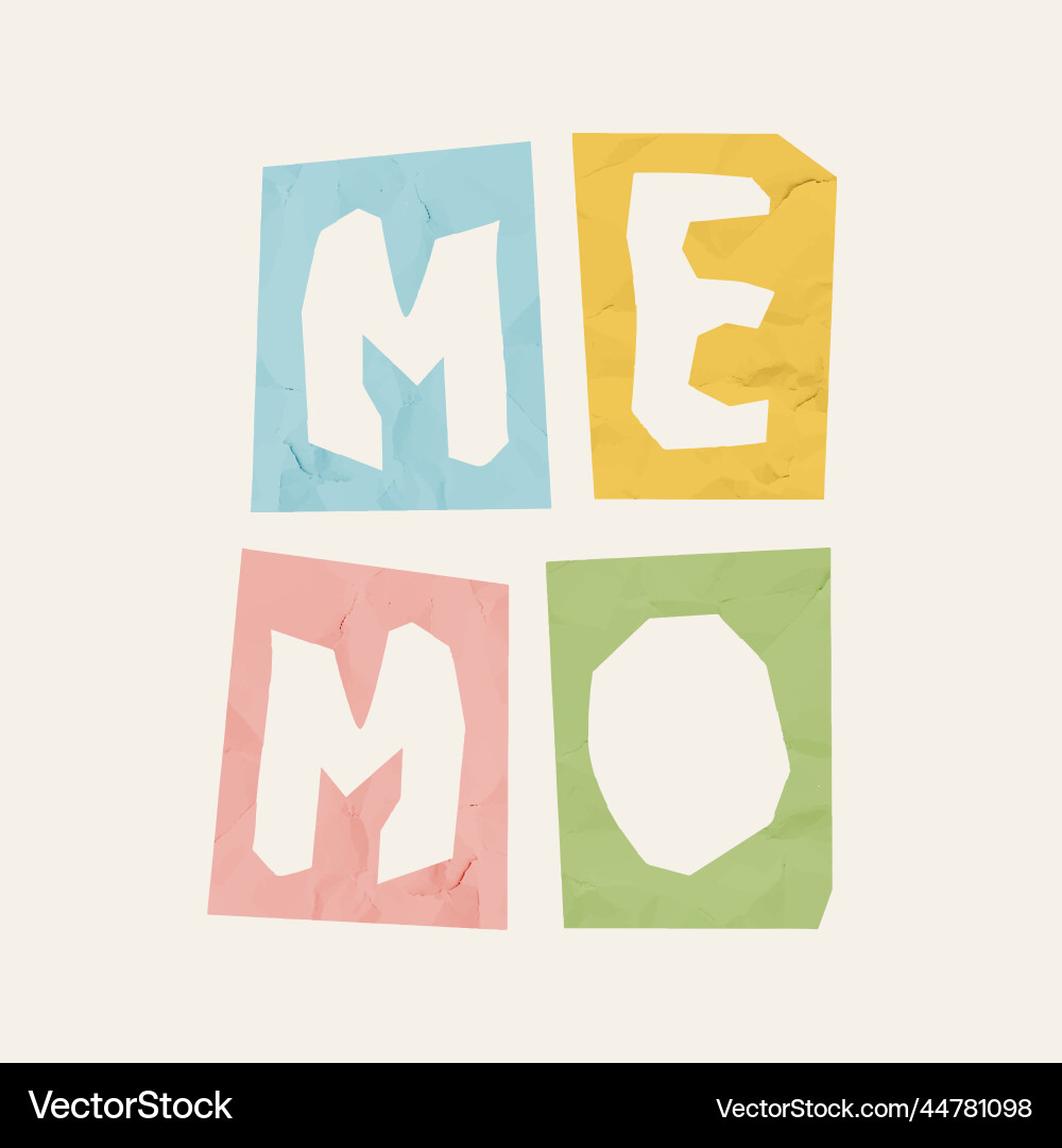 Memo lettering paper cut typography font Vector Image