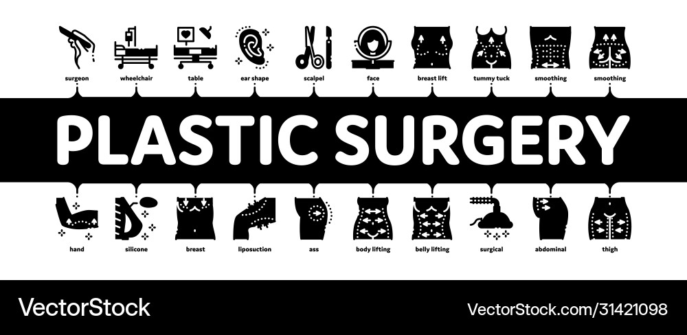 Plastic surgery clinic minimal infographic banner Vector Image