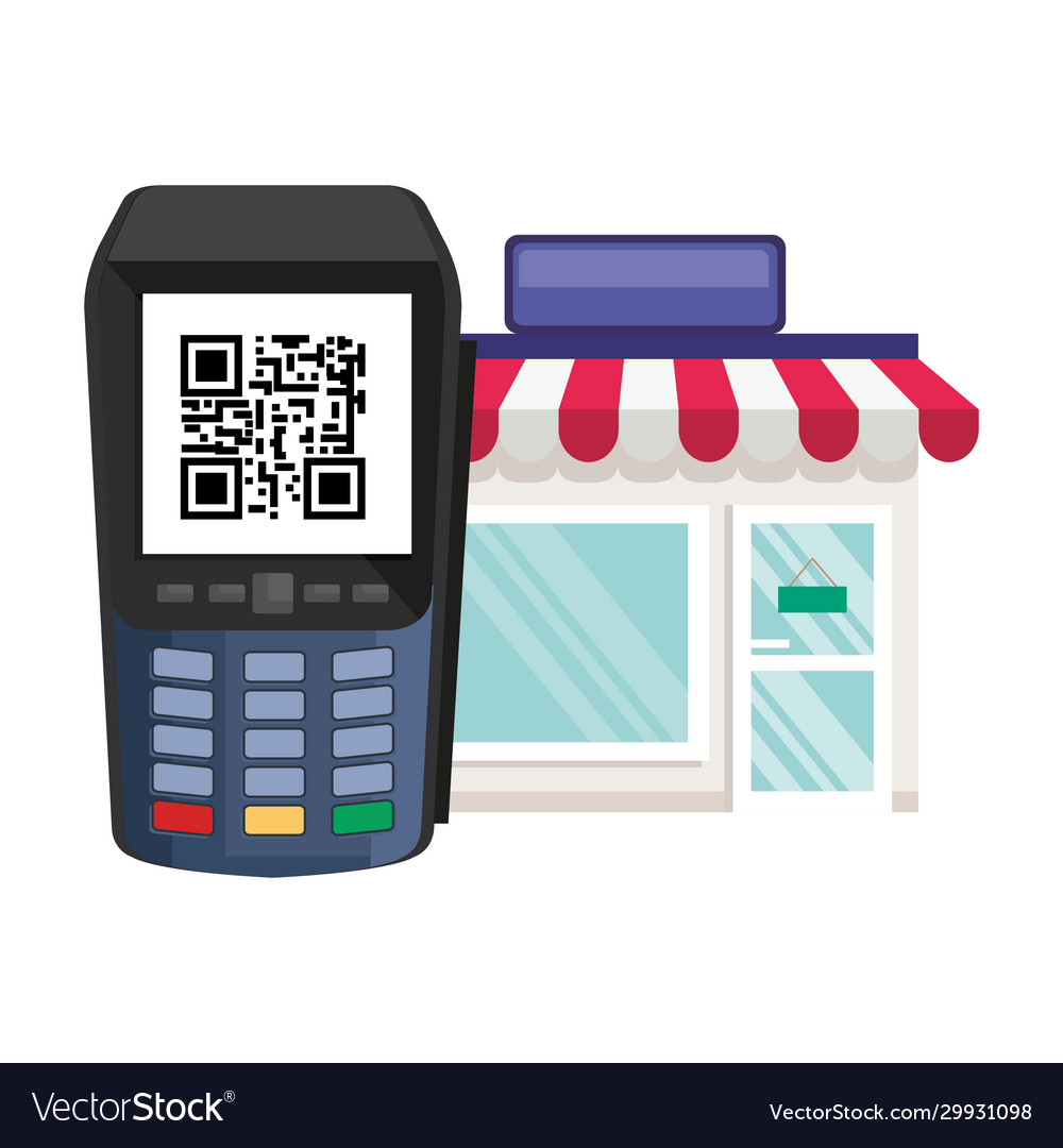 Qr code inside dataphone and store design Vector Image Qr code inside dataphone and store design Vector Image