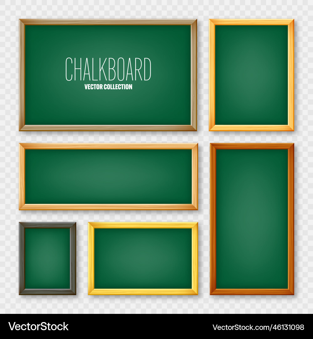 Realistic various chalkboards in a wooden frame Vector Image