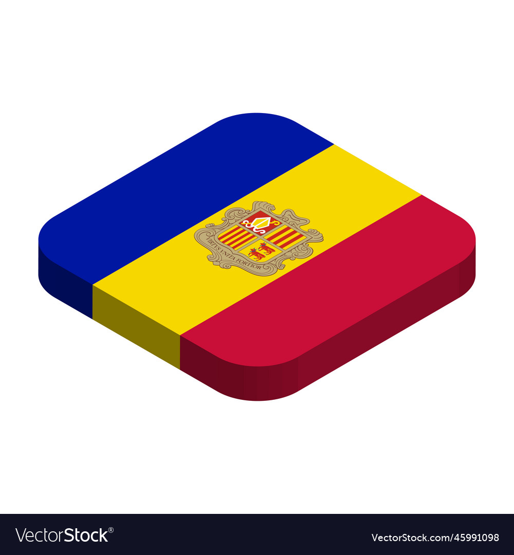 Rounded square isometric flag of andorra Vector Image