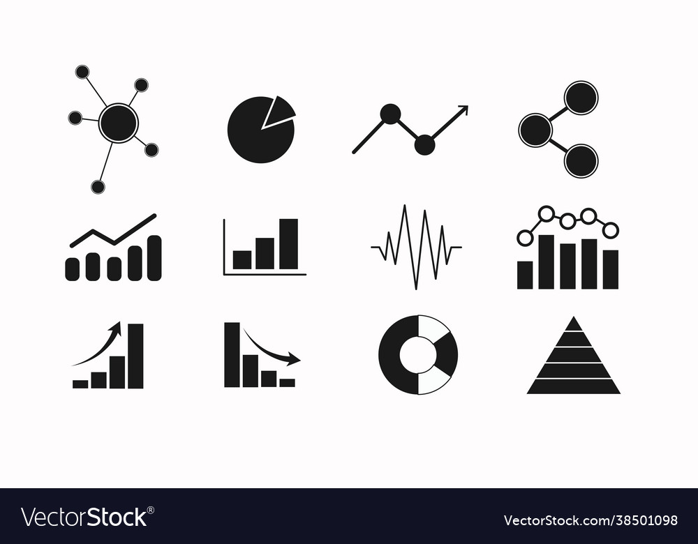 Set diagrams graphs and statistics icons Vector Image