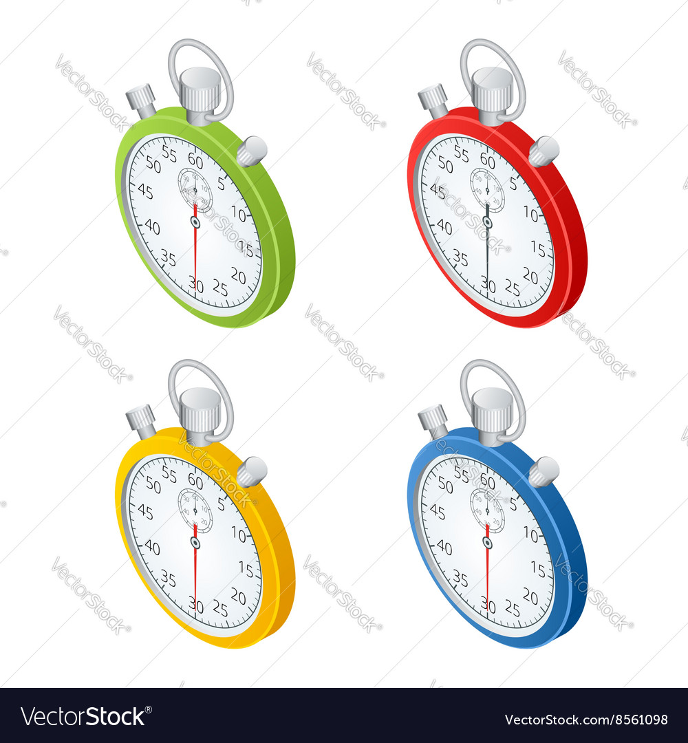 Stopwatch set of timers time to work time Vector Image