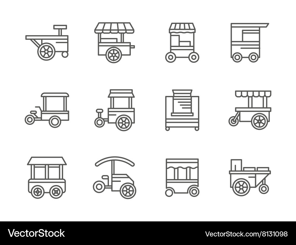 Wheel shops black line icons Royalty Free Vector Image