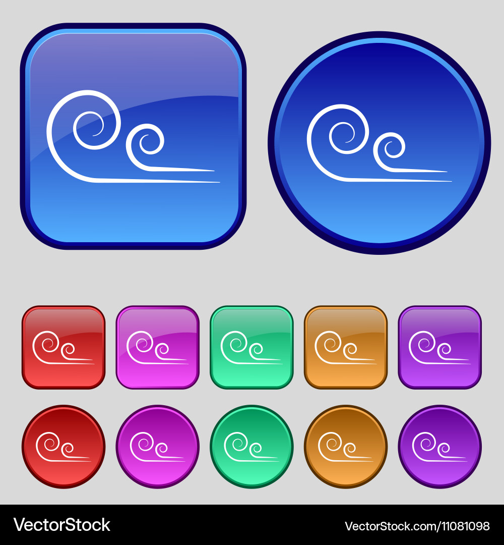 Wind icon sign a set twelve vintage buttons Vector Image