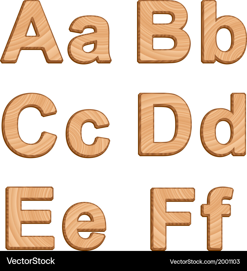 Alphabet with texture wood Royalty Free Vector Image