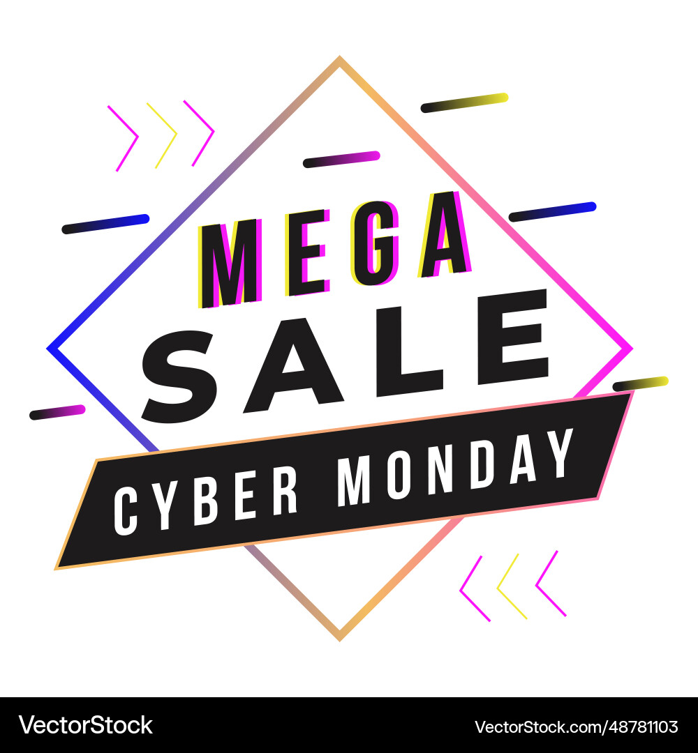Cyber monday mega sale gradient badge Royalty Free Vector