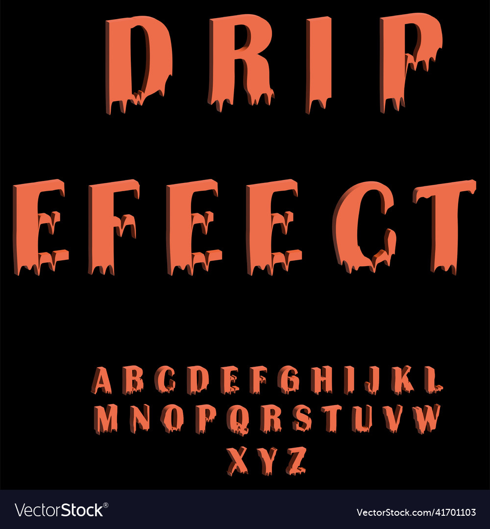 Drip effect alphabate Royalty Free Vector Image