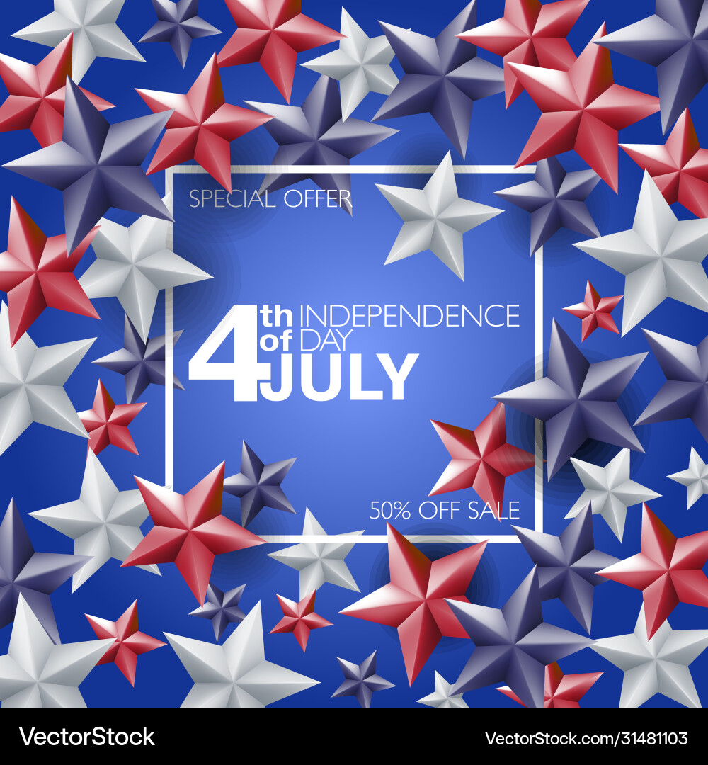 Fourth july square ad voucher banner card Vector Image