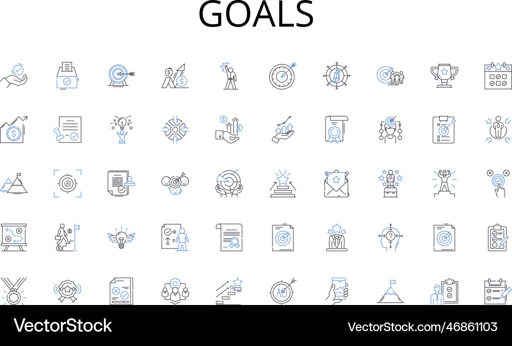 Goals line icons collection satisfaction loyalty Vector Image