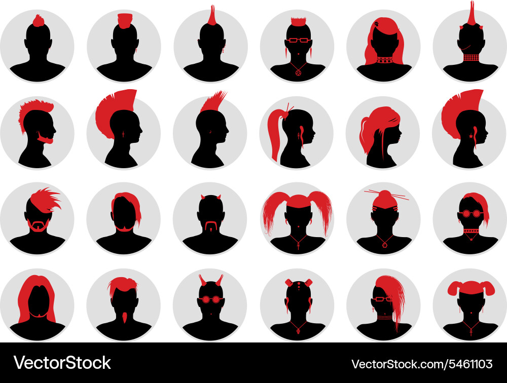 Goth punk and alternative people avatars Vector Image